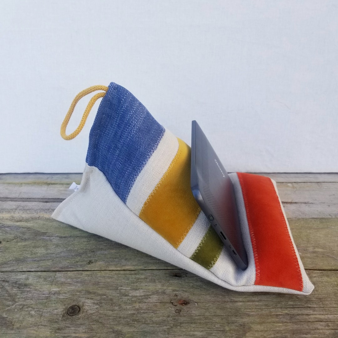Handmade Patchwork Tablet Pillow Stand: Striped Beanbag Lap Desk - Etsy