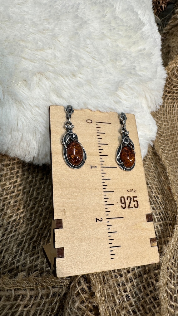 Vintage Scandinavian KS 925 Ambear Earrings 925 Sterl… - Gem