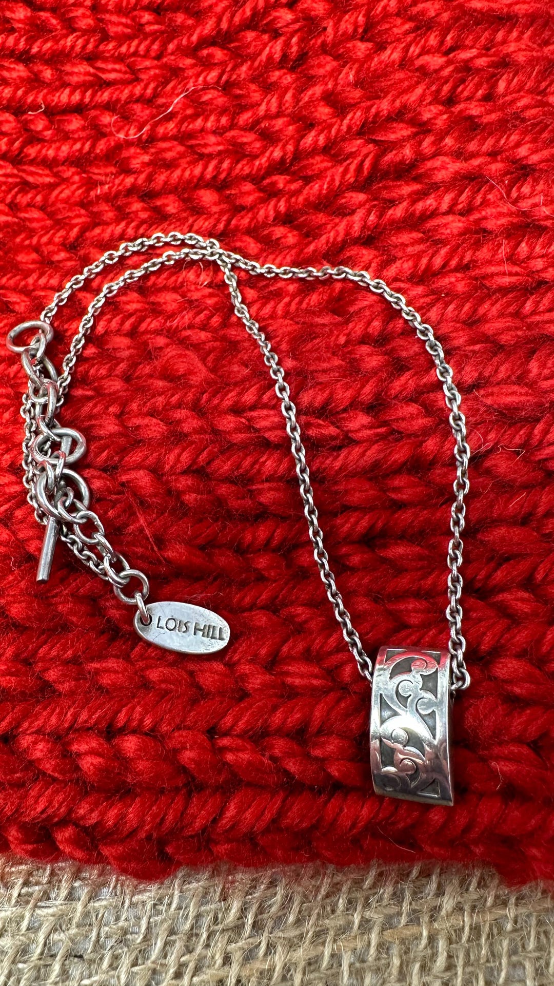 Lois Hill Pendant Toggle Clasp Chain Necklace 925 Sterling Silver - Etsy