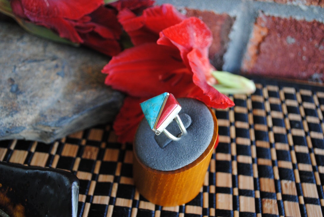 CLEARANCE DTR 925 Red & Blue Silver Ring 925 Sterling Silver - Etsy