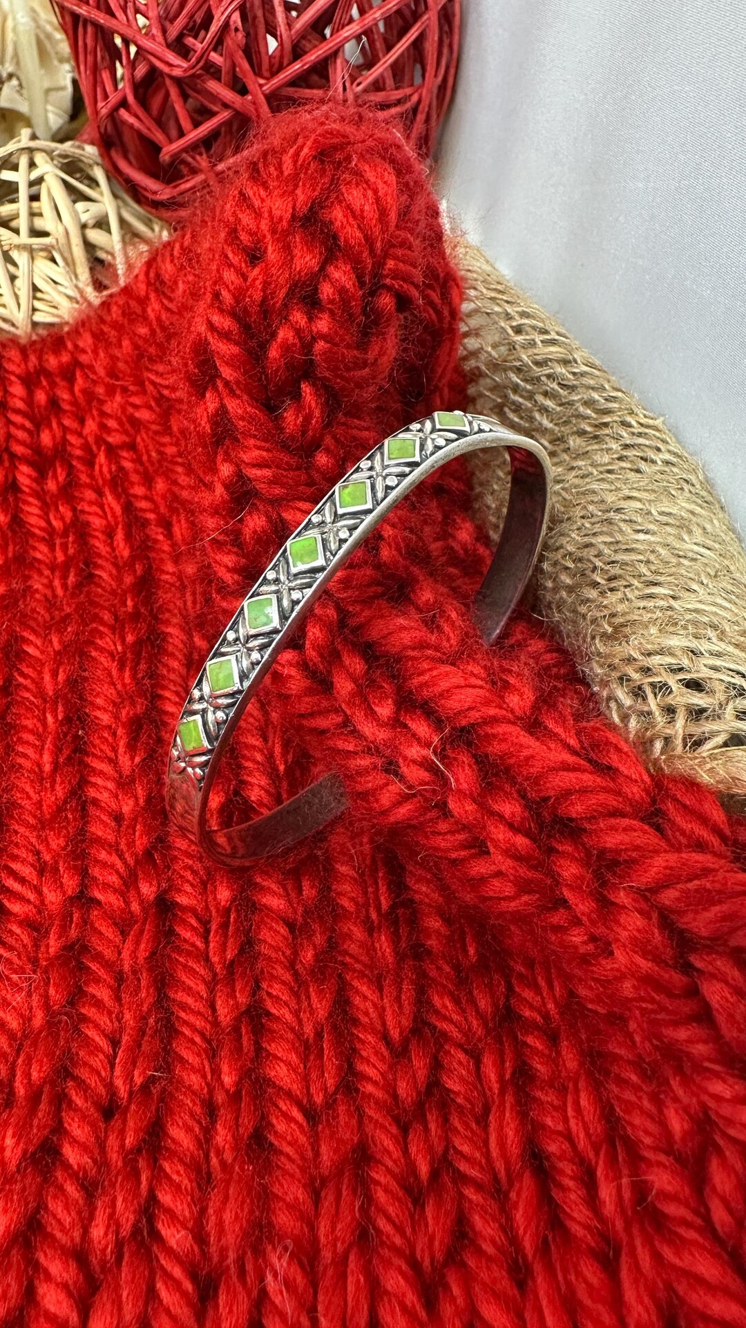 Green "gaspite" Silver Cuff Bracelet - Etsy