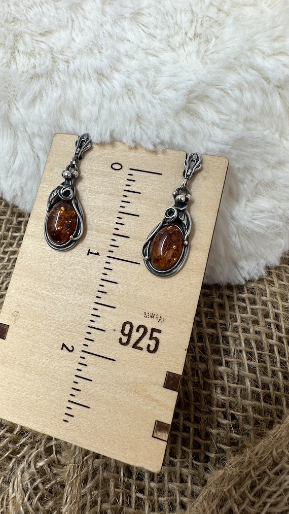 Vintage Scandinavian KS 925 Ambear Earrings 925 Sterl… - Gem