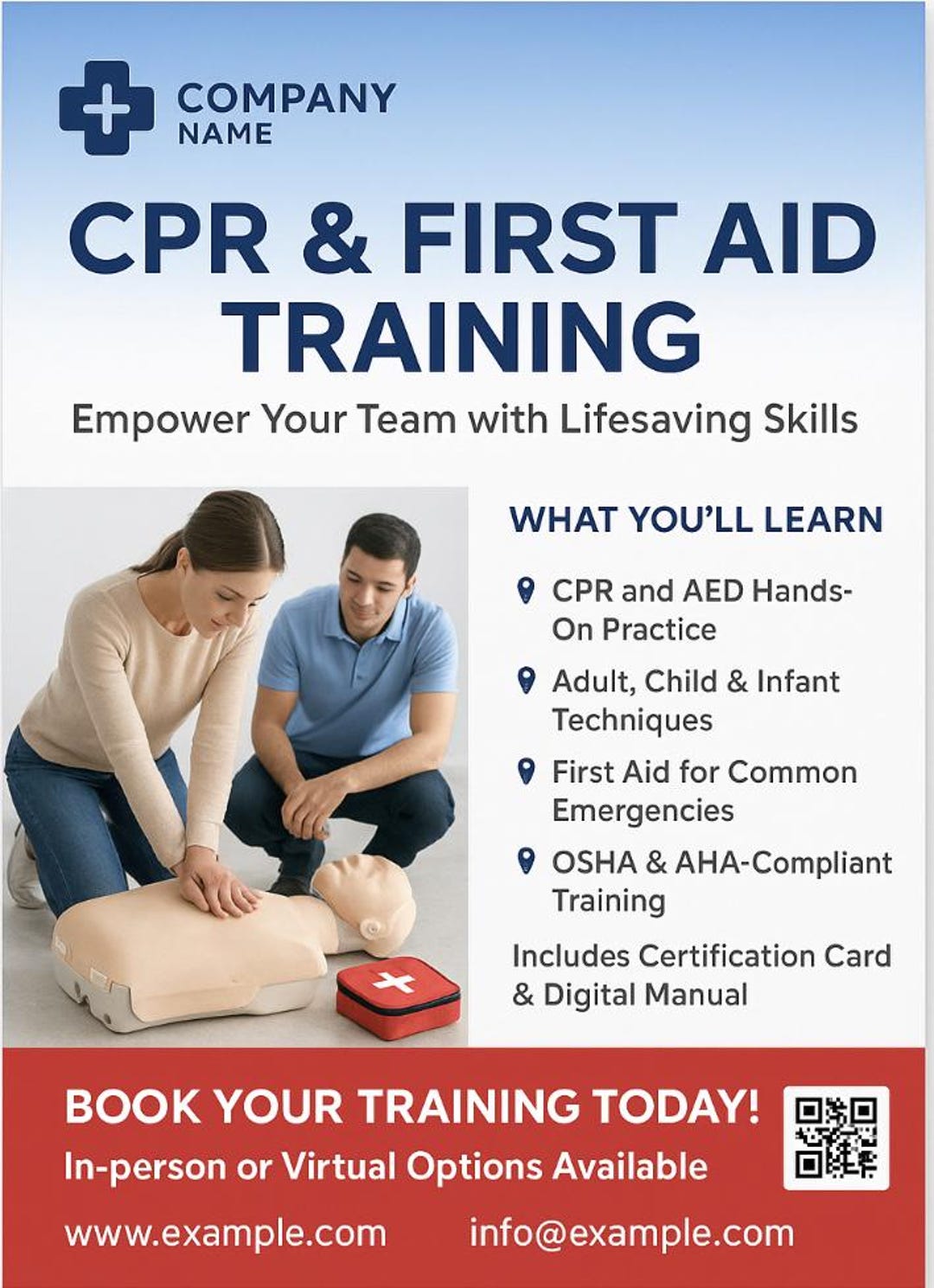 CPR & First Aid Training Flyer Template | Editable Indesign File ...