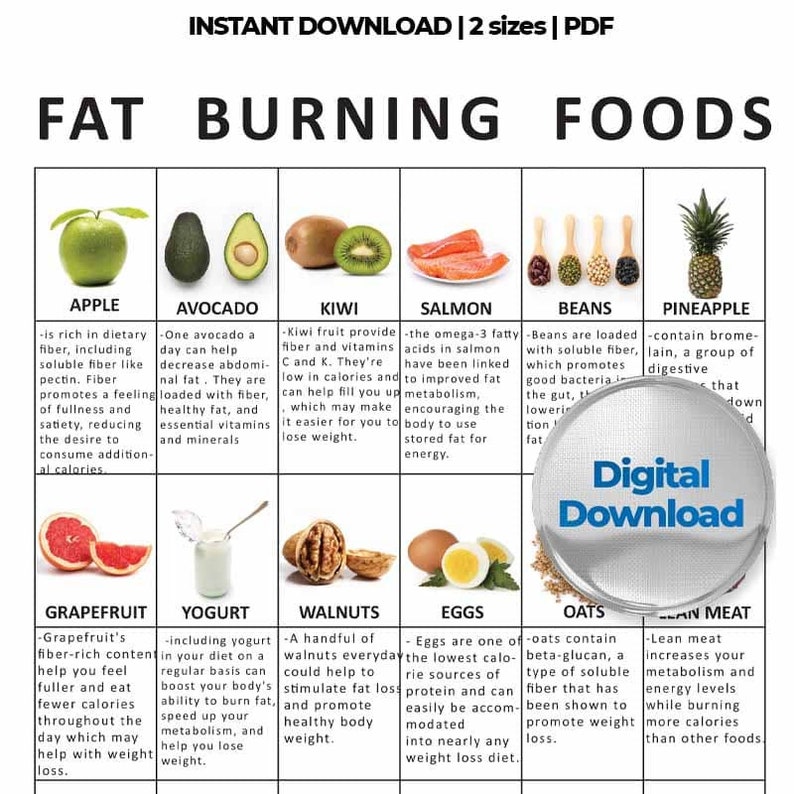 Fat Burning Foods, Food Lists,lose Belly Fat Challenge, Food Guide ...