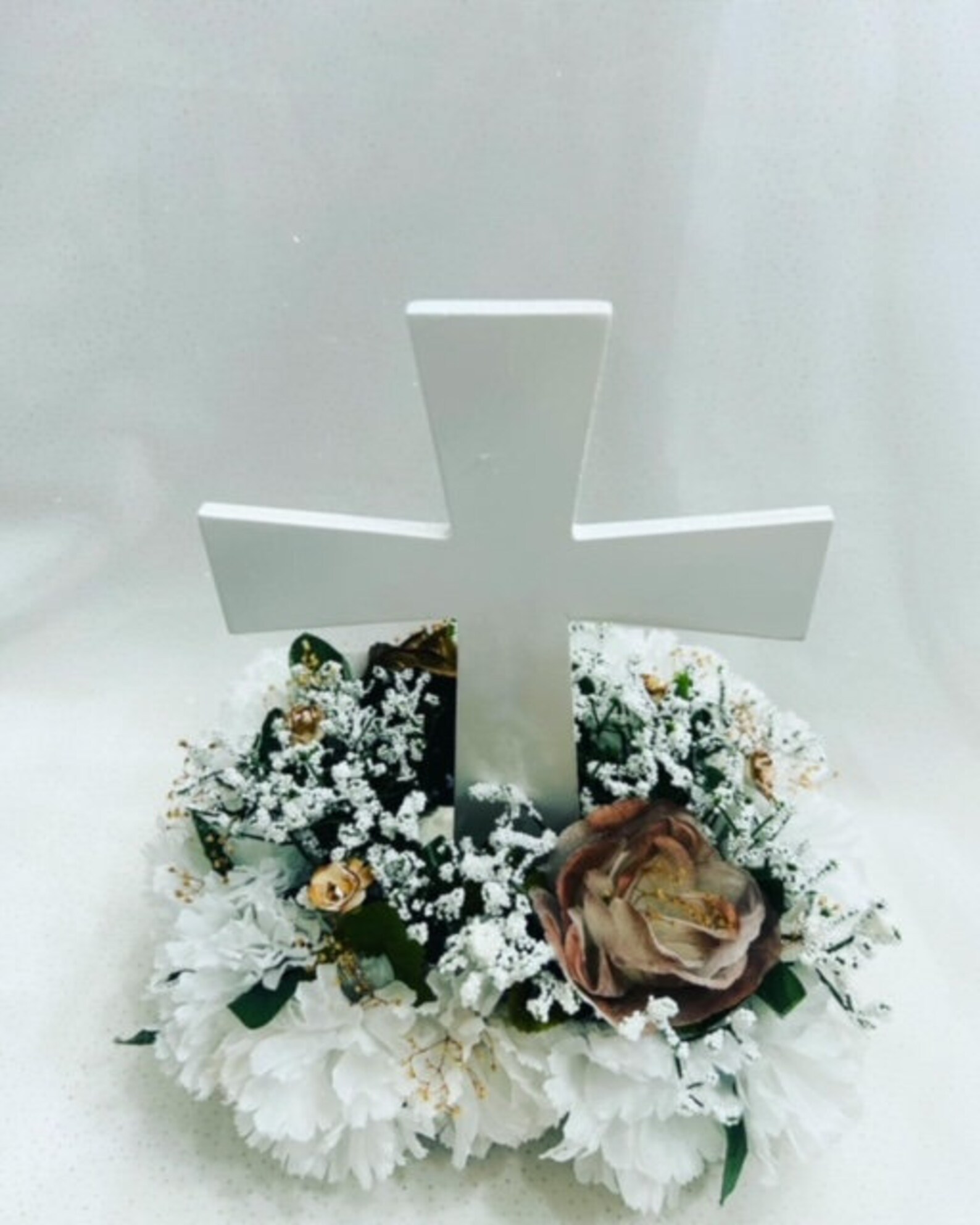 Gold and White Cross Centerpiece for Baptism, Gold/white Cross ...