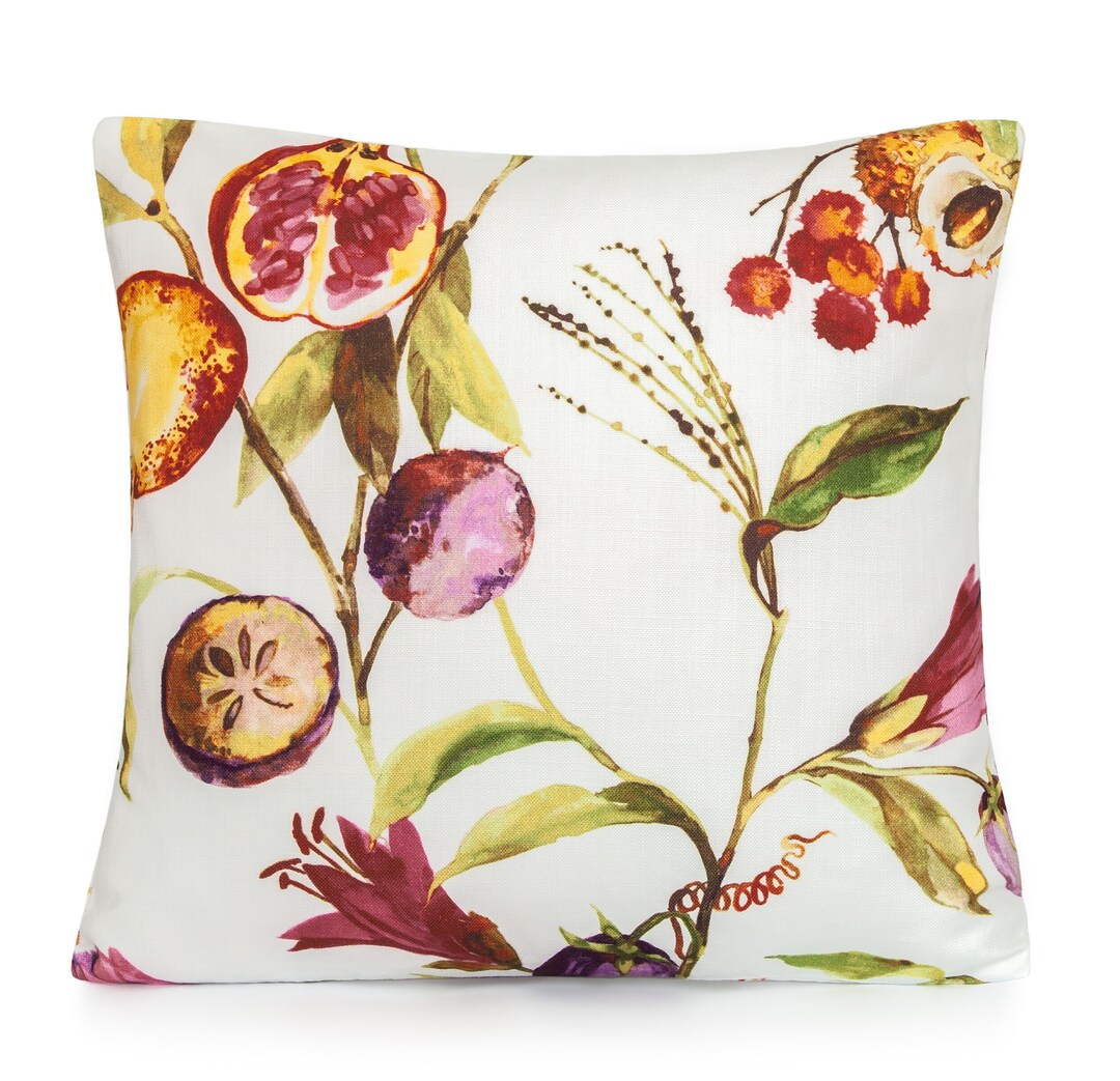 Richloom Atelier Tropical Fruits and Floral Design Decorative Pillow ...
