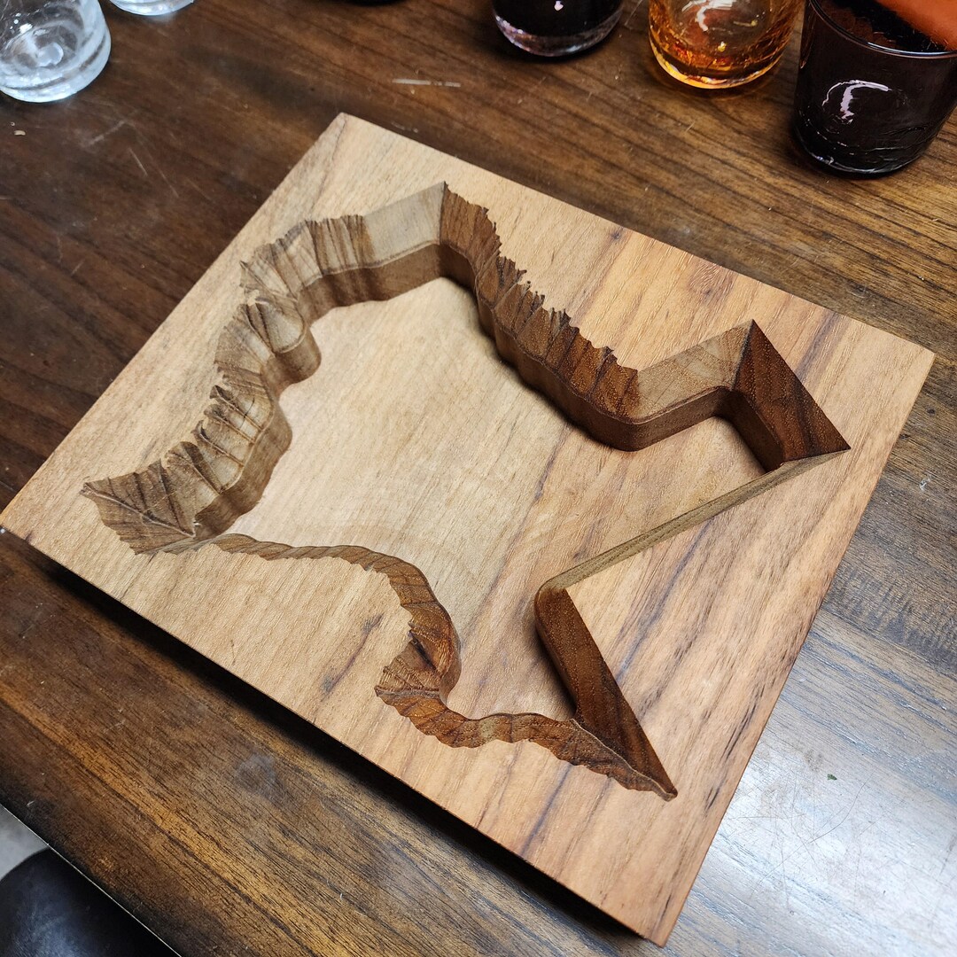 Pecan Texas Tray, Backwards State - Etsy