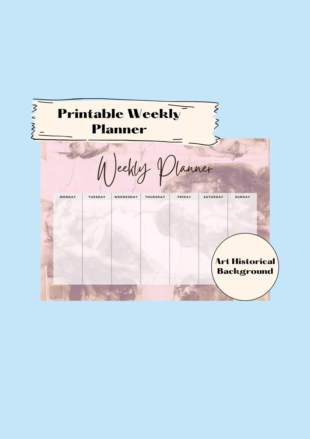 Weekly Planner printable Instant Downloand With Art Historical ...