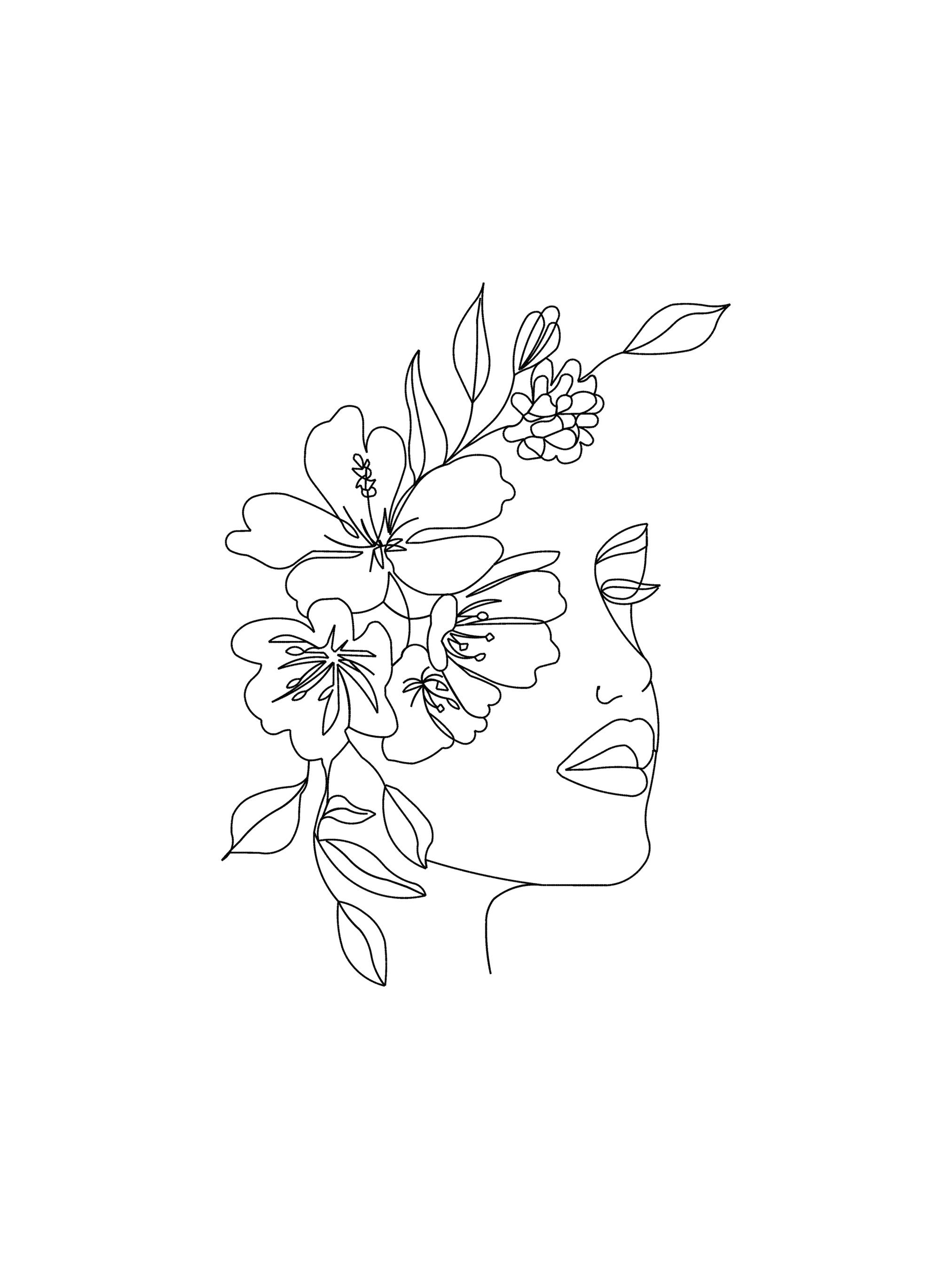 Line Art Face Flowers at Carly Decosta blog Line Art Face Flowers at Carly Decosta blog