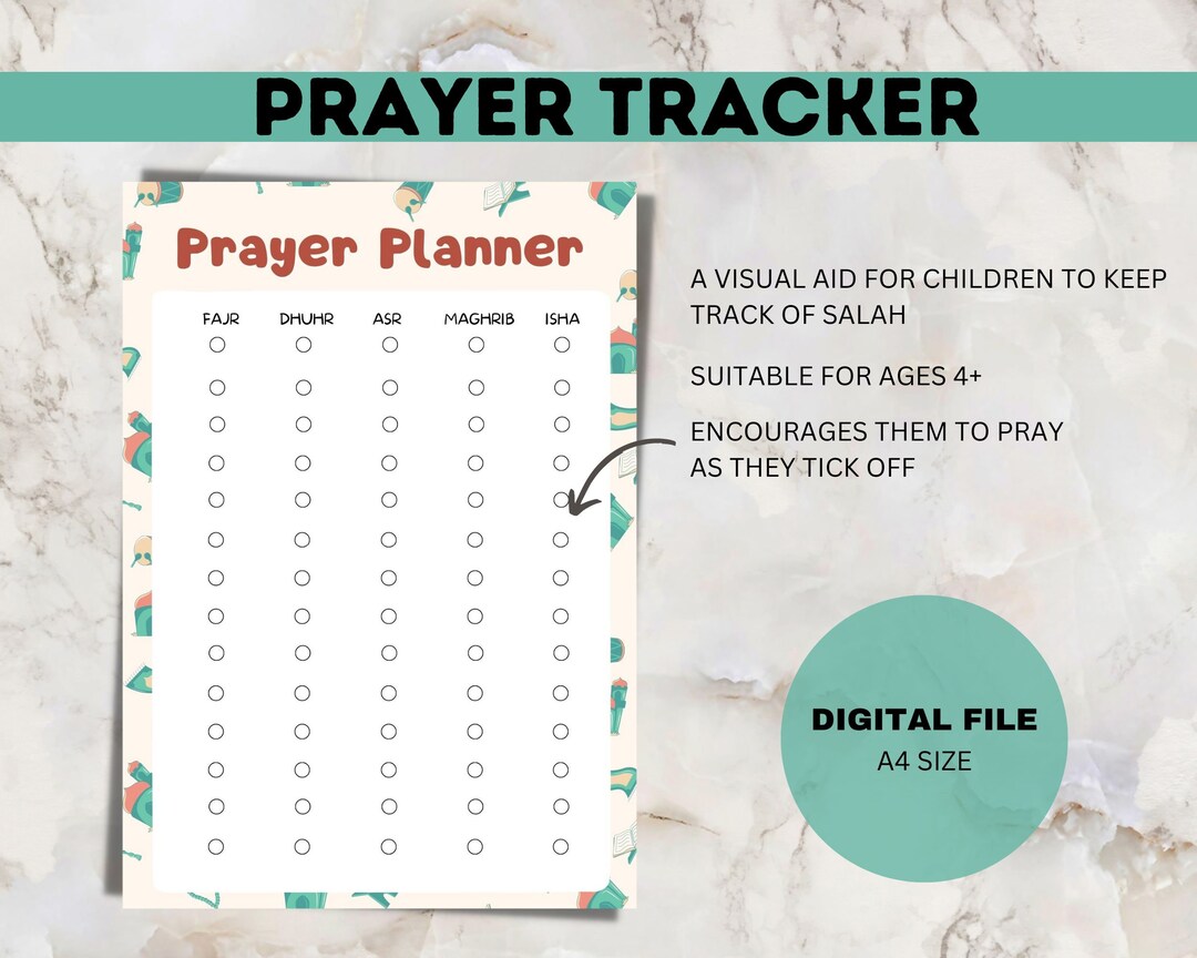 Prayer Namaz Salah Tracker, Salah Tracker Printable, Salah Planner for ...