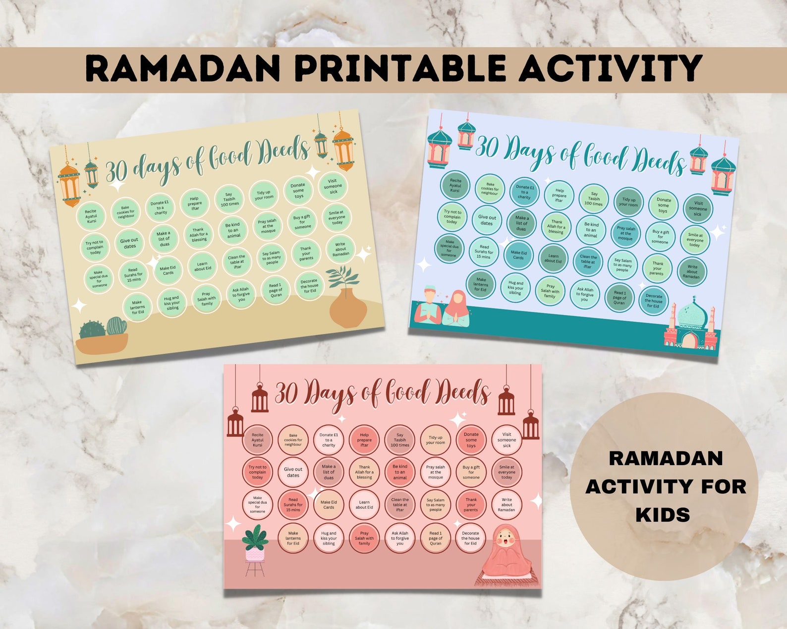 Ramadan Printables Activity Islamic Printables Good Deeds Printables - Etsy