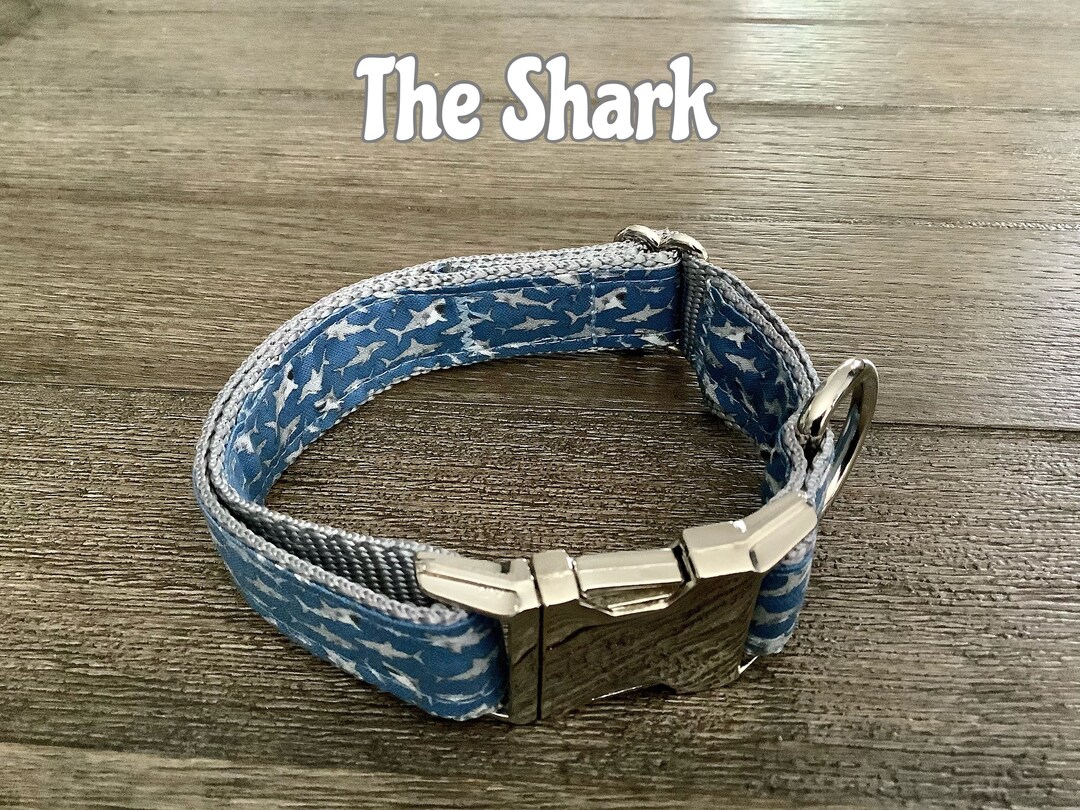 Handmade Dog Collar With Ocean Theme, Sharks on Puppy Collar for the ...