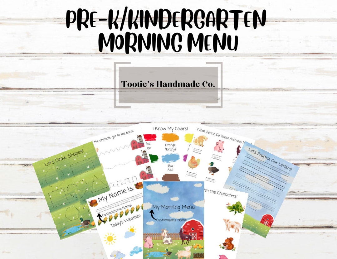 Pre-k/kindergarten Farm Morning Menu - Etsy