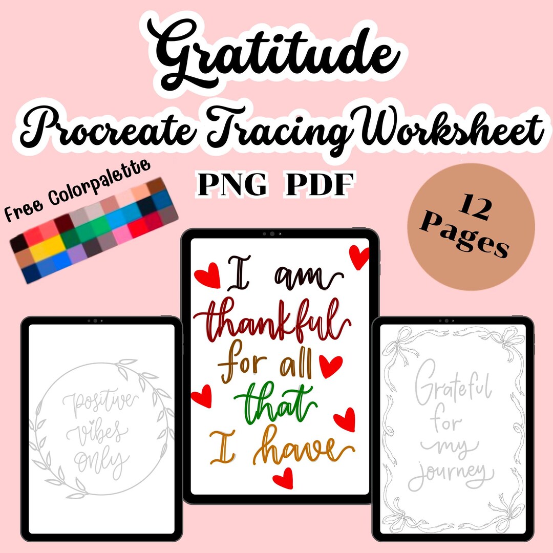 Gratitude Worksheet,tracing Worksheet,lettering Worksheet,ipad ...