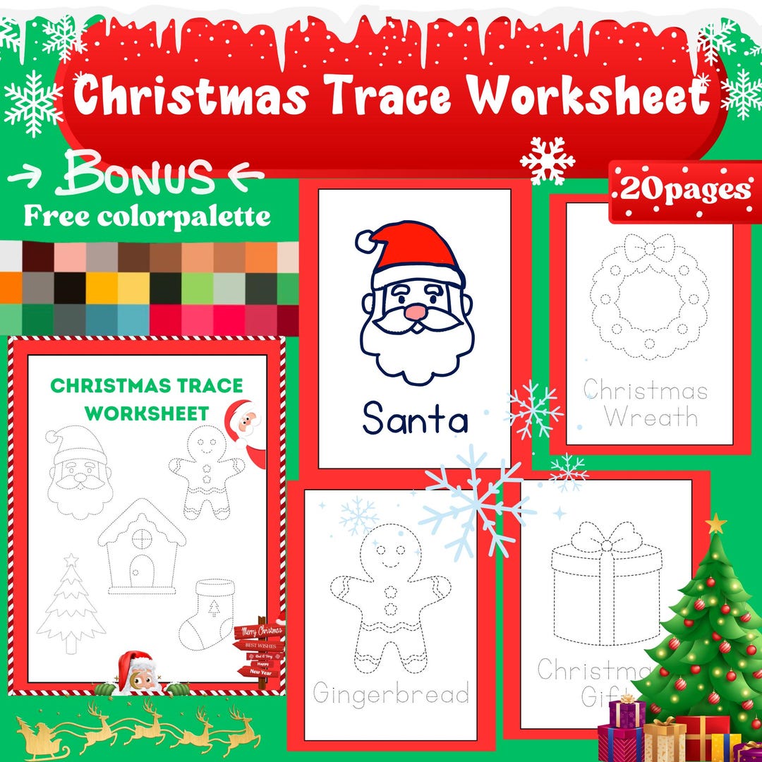 Christmas Trace Worksheet ,trace Doodle Worksheet,christmas Worksheet ...