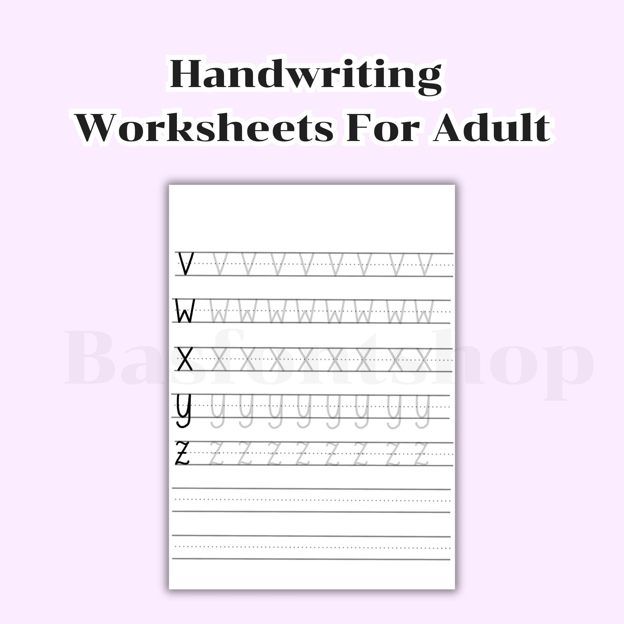Handwriting Worksheet Adult: Lettering Practice (PDF) Printable - Etsy