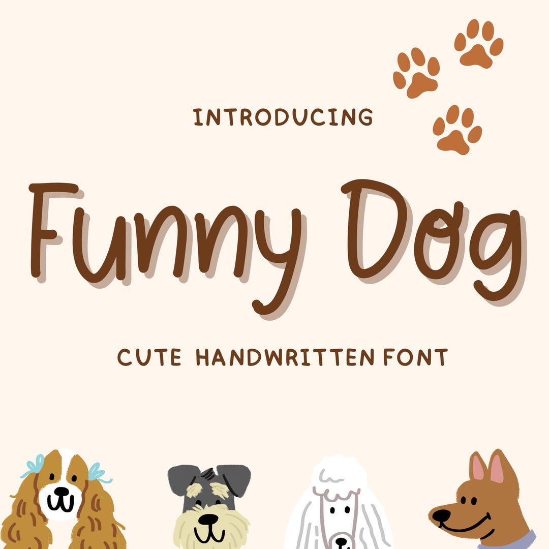 Funny Dog Font: Playful Handwritten Font for Cricut , Procreate ...