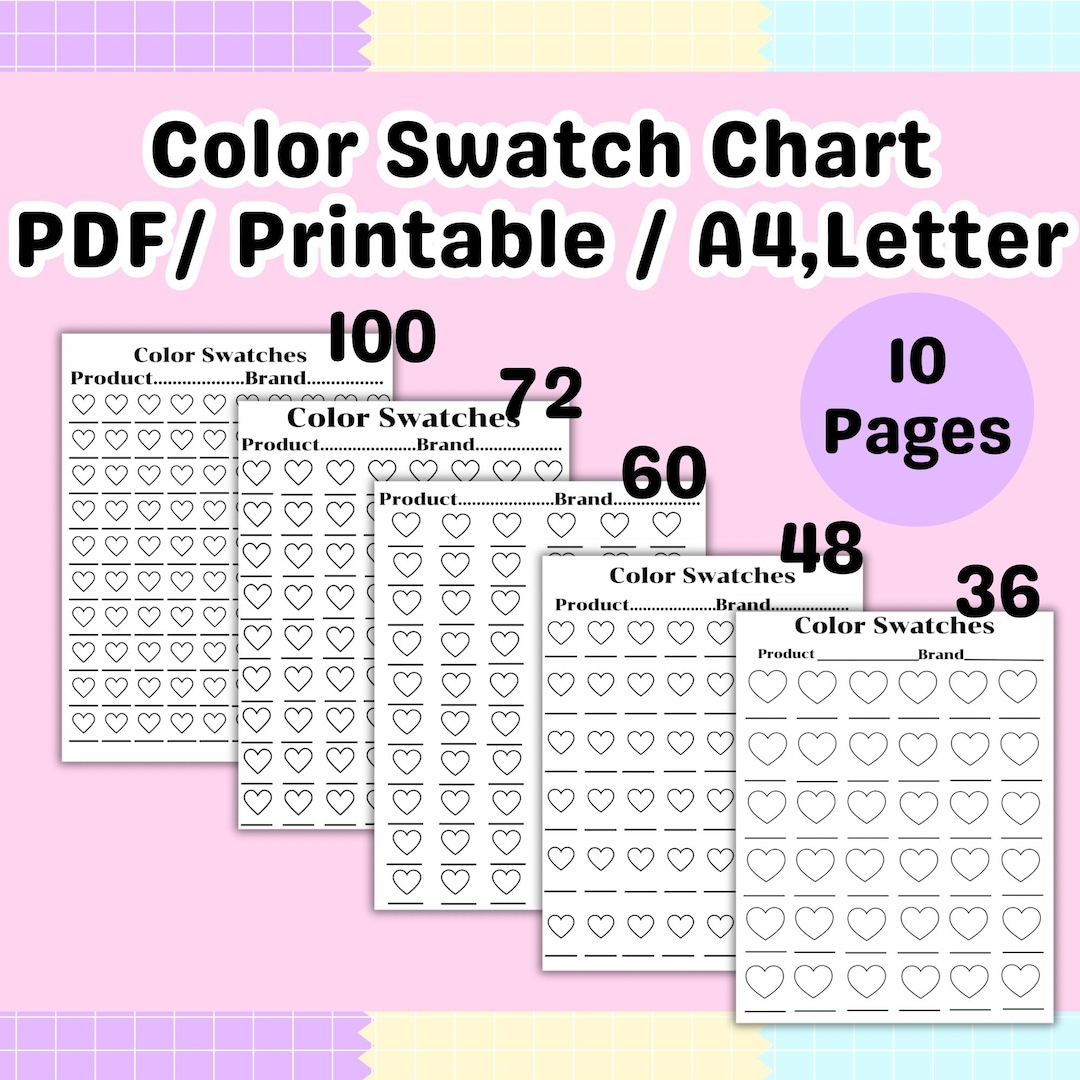 Color Swatch Chart Bundle: A4/letter Printable (PDF) - Etsy
