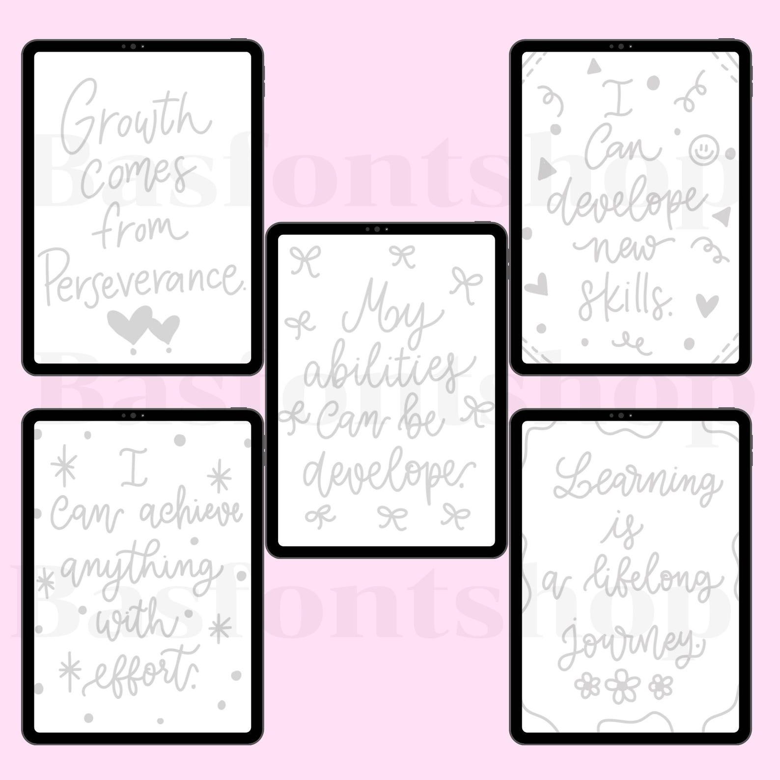 Growth Mindset Lettering Worksheet: Procreate Tracing (PDF PNG) - Etsy