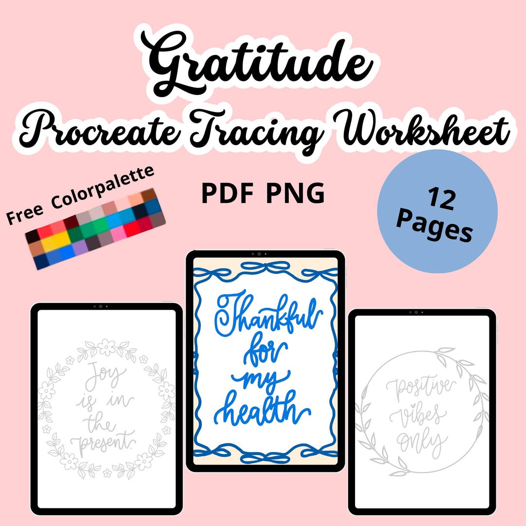 Gratitude Lettering Worksheet: Calligraphy Practice, Affirmations (PDF ...