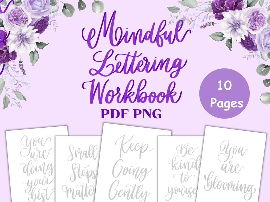 Mindful Lettering Workbook: Calligraphy Practice Sheets (PDF & PNG ...