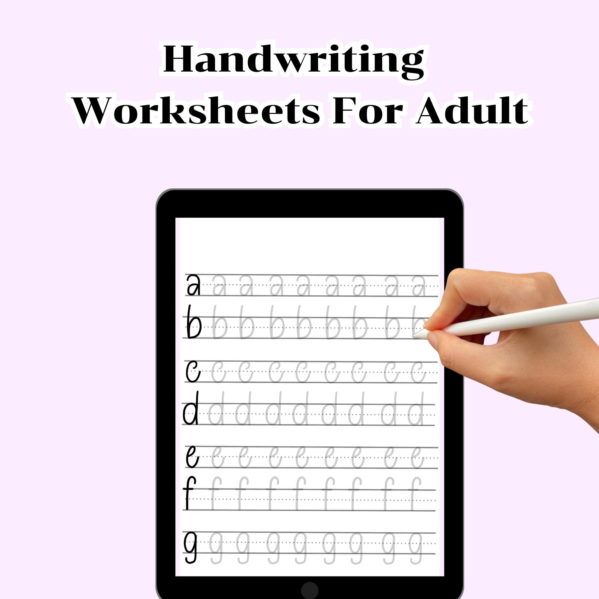 Handwriting Worksheet Adult: Lettering Practice (PDF) Printable - Etsy