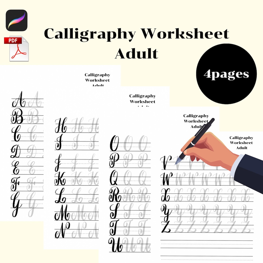 Calligraphy Worksheet Adult Handwriting Worksheet Adult Calligraphy ...