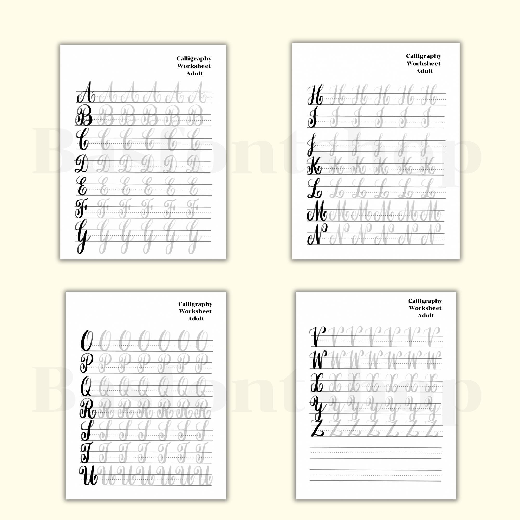 Modern Calligraphy Worksheet: Adult Handwriting Practice (PDF) - Etsy
