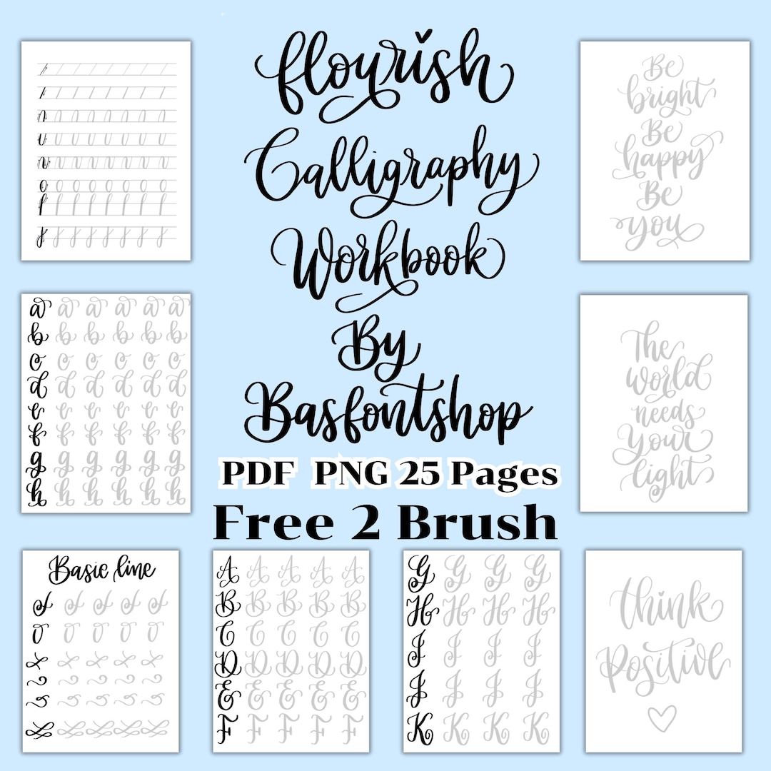 Flourish Calligraphy Workbook for Beginners: Calligraphy Practice Sheet ...