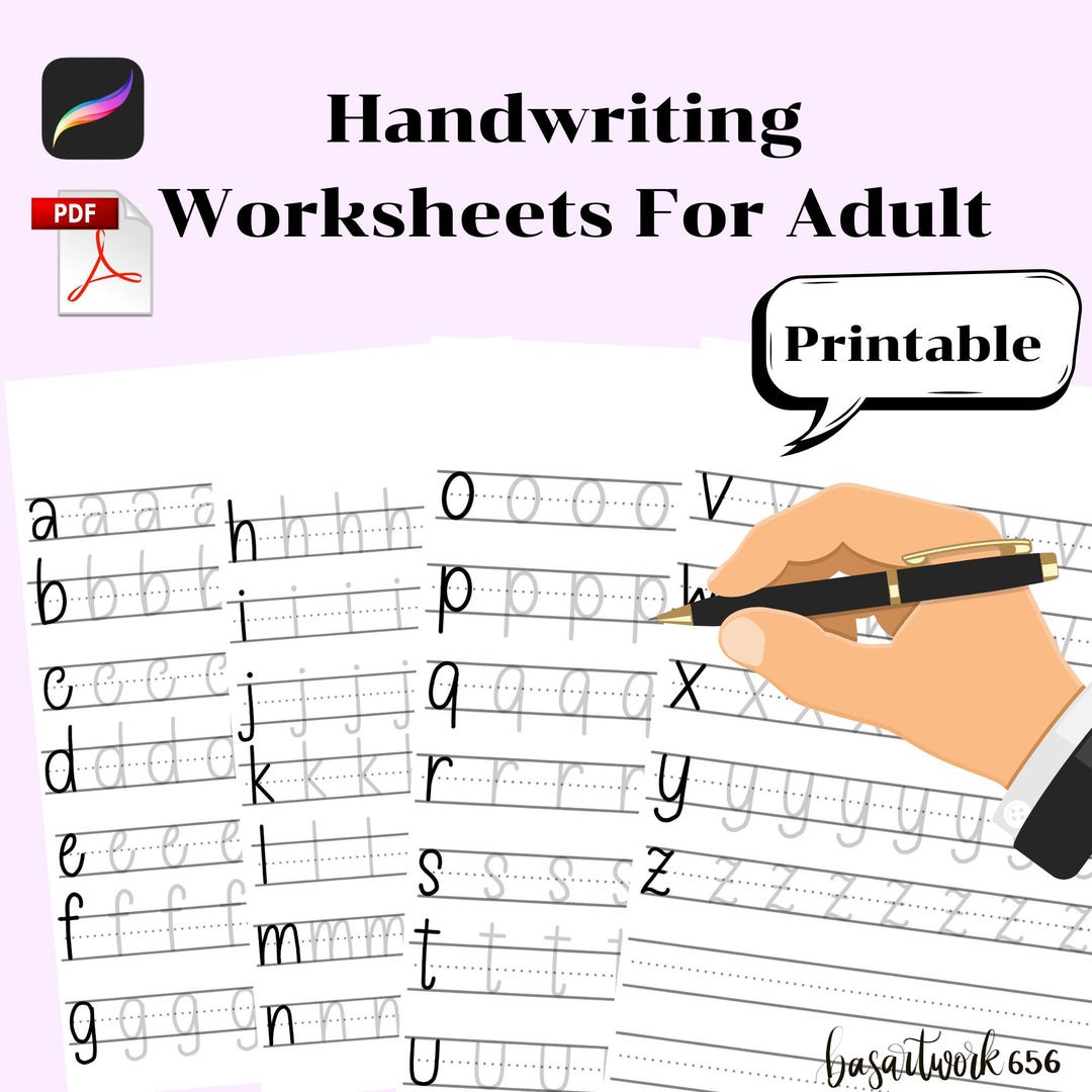 Handwriting Worksheet Adult - Etsy