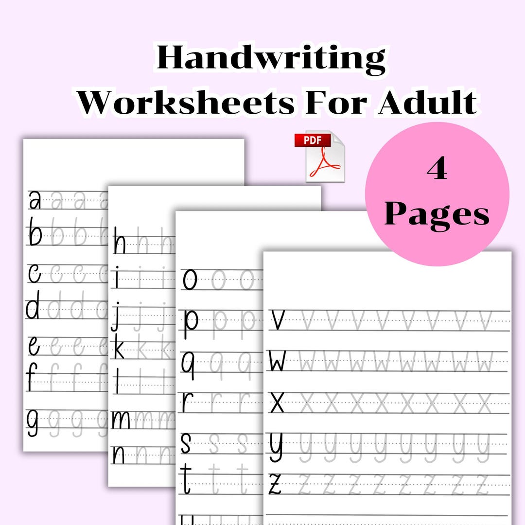 Handwriting Worksheet Adult: Lettering Practice (PDF) Printable - Etsy