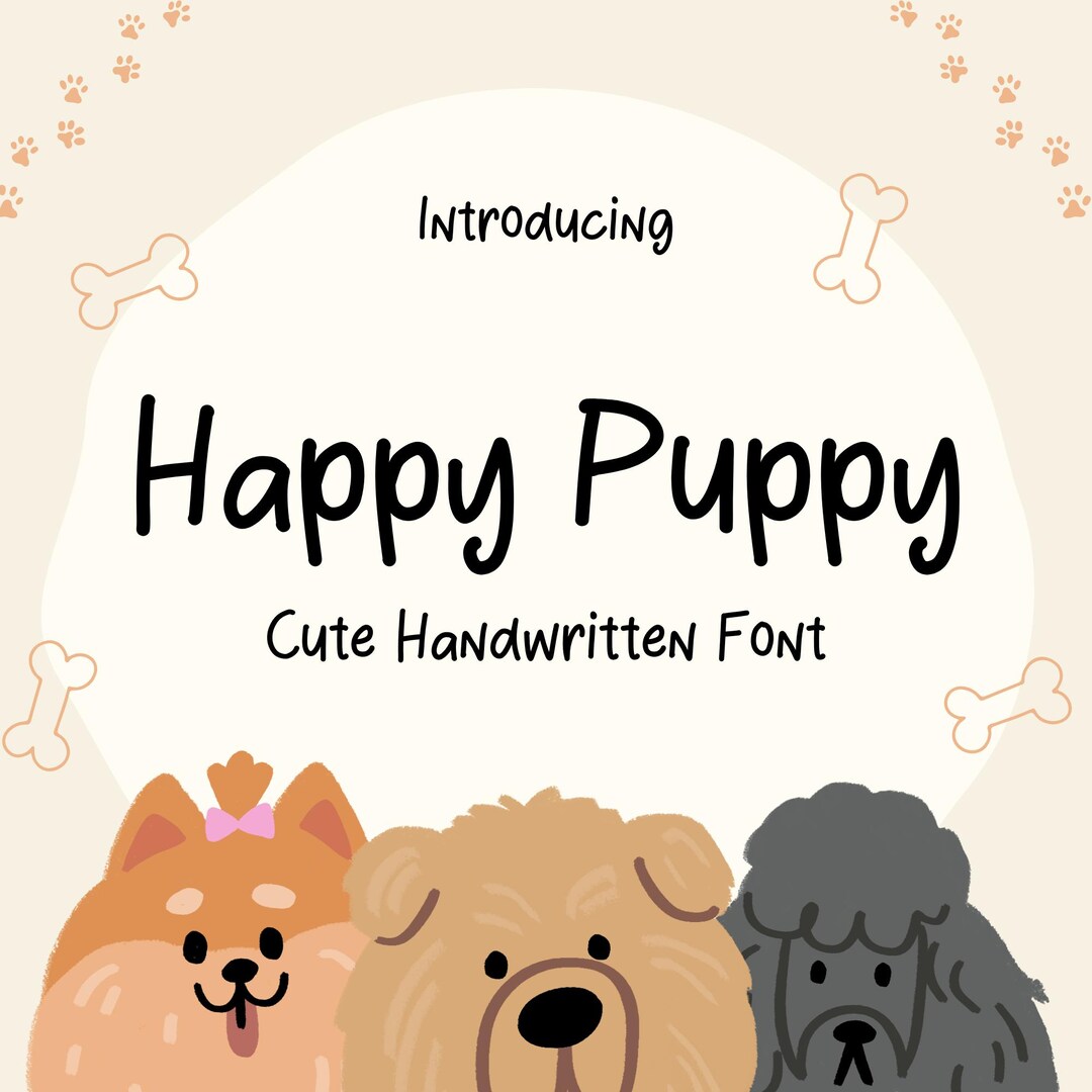 Happy Puppy Handwritten Font,cute Handwritten Font,cute Font,goodnotes ...
