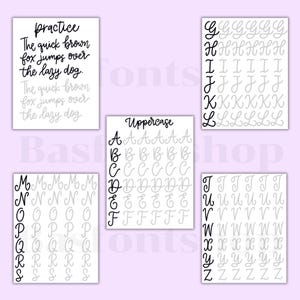 Monoline Lettering Worksheet,lettering Practice,ipad Lettering,trace ...
