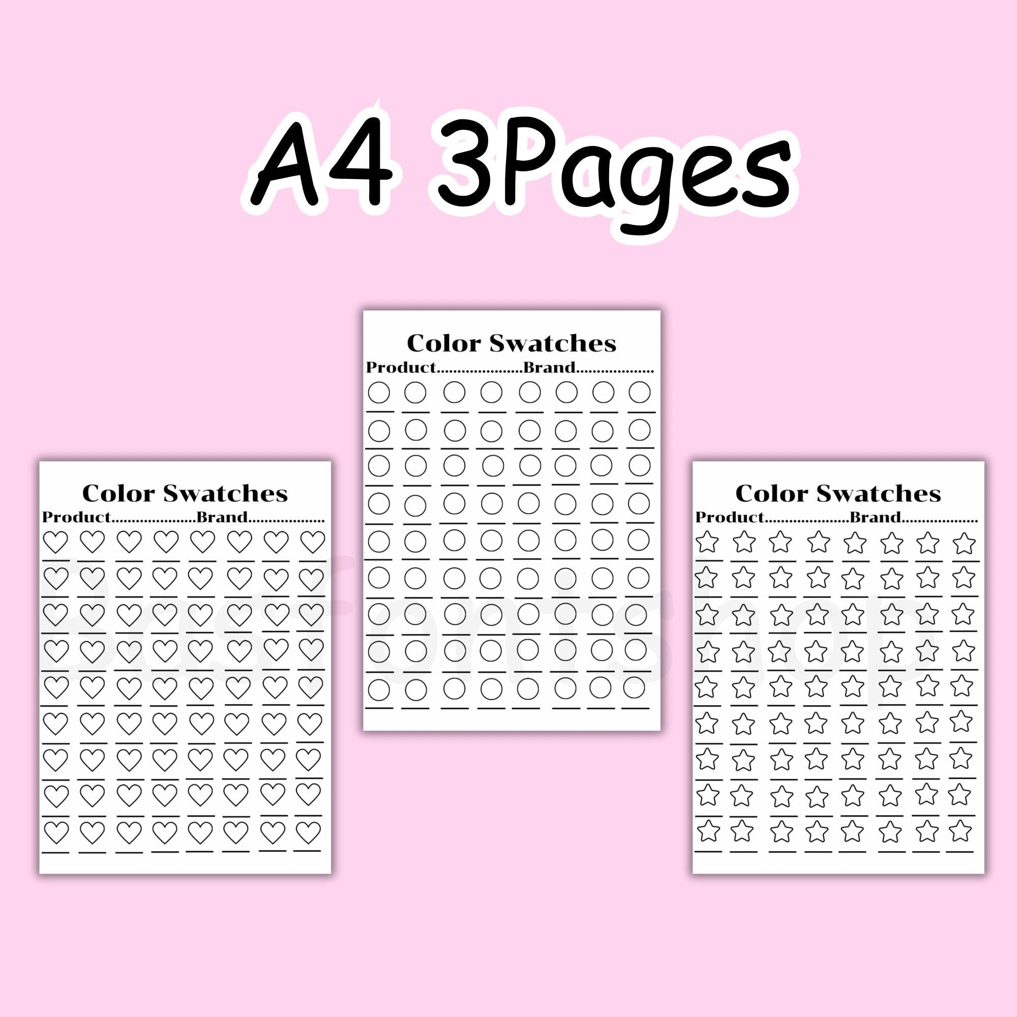 72 Color Swatch Chart Template: DIY Color Palette (PDF Printable) - Etsy