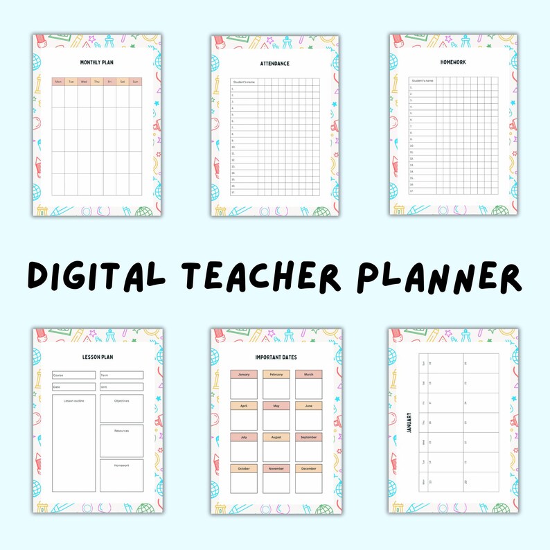 Digital Teacher Planner,academic Planner,goodnotes Planner,ipad Planner ...