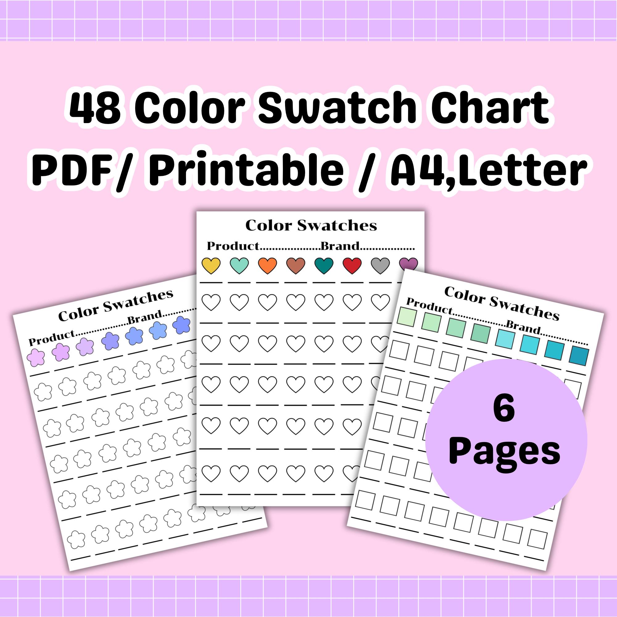 48 Color Swatch Chart Template: DIY Artist Palette (PDF Printable) - Etsy