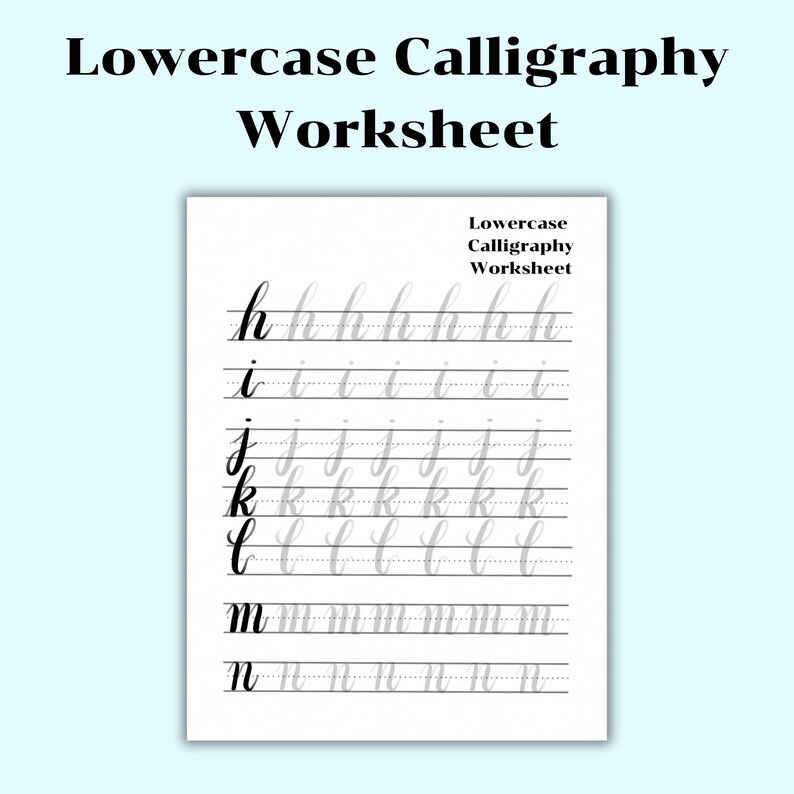 Lowercase Calligraphy Worksheet | Calligraphy Worksheet Adult ...