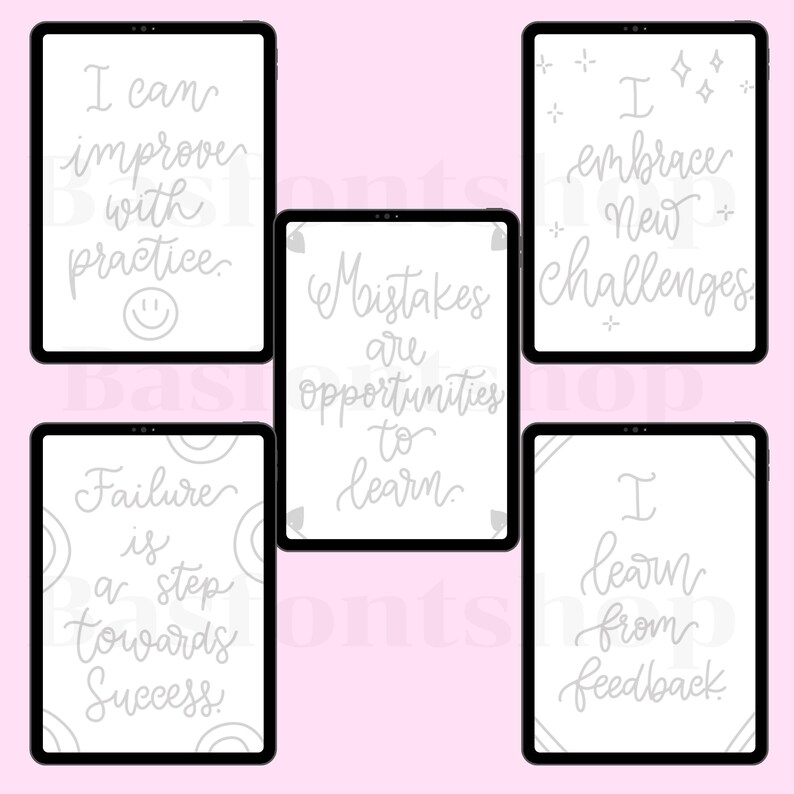 Growth Mindset Lettering Worksheet: Procreate Tracing (PDF PNG) - Etsy