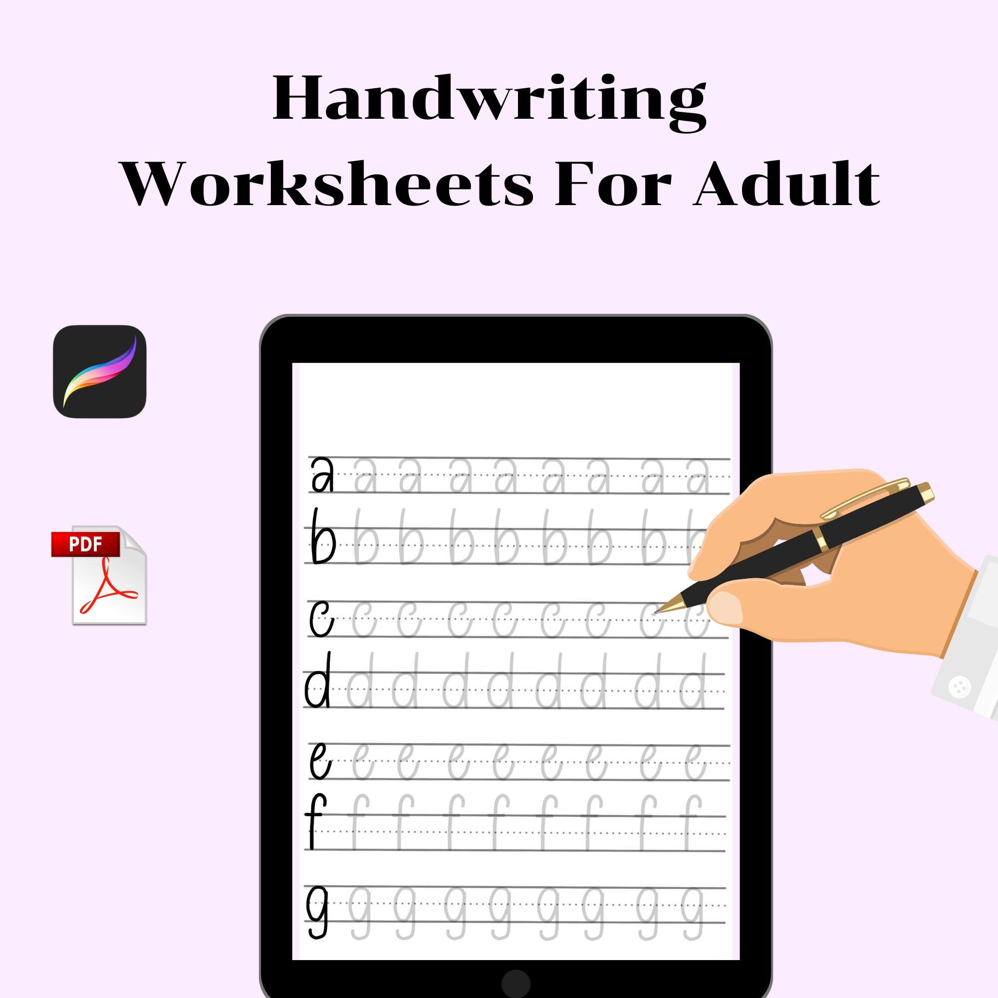 Handwriting Worksheet Adult Handwriting Worksheet for Kid Calligraphy ...