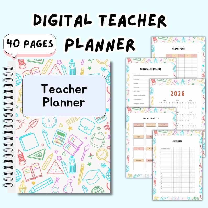 Digital Teacher Planner,academic Planner,goodnotes Planner,ipad Planner ...