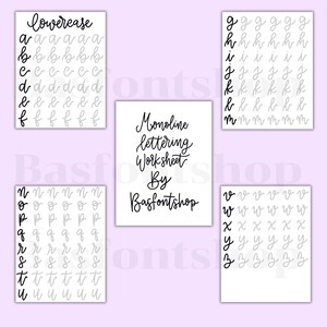 Monoline Lettering Worksheet,lettering Practice,ipad Lettering,trace ...