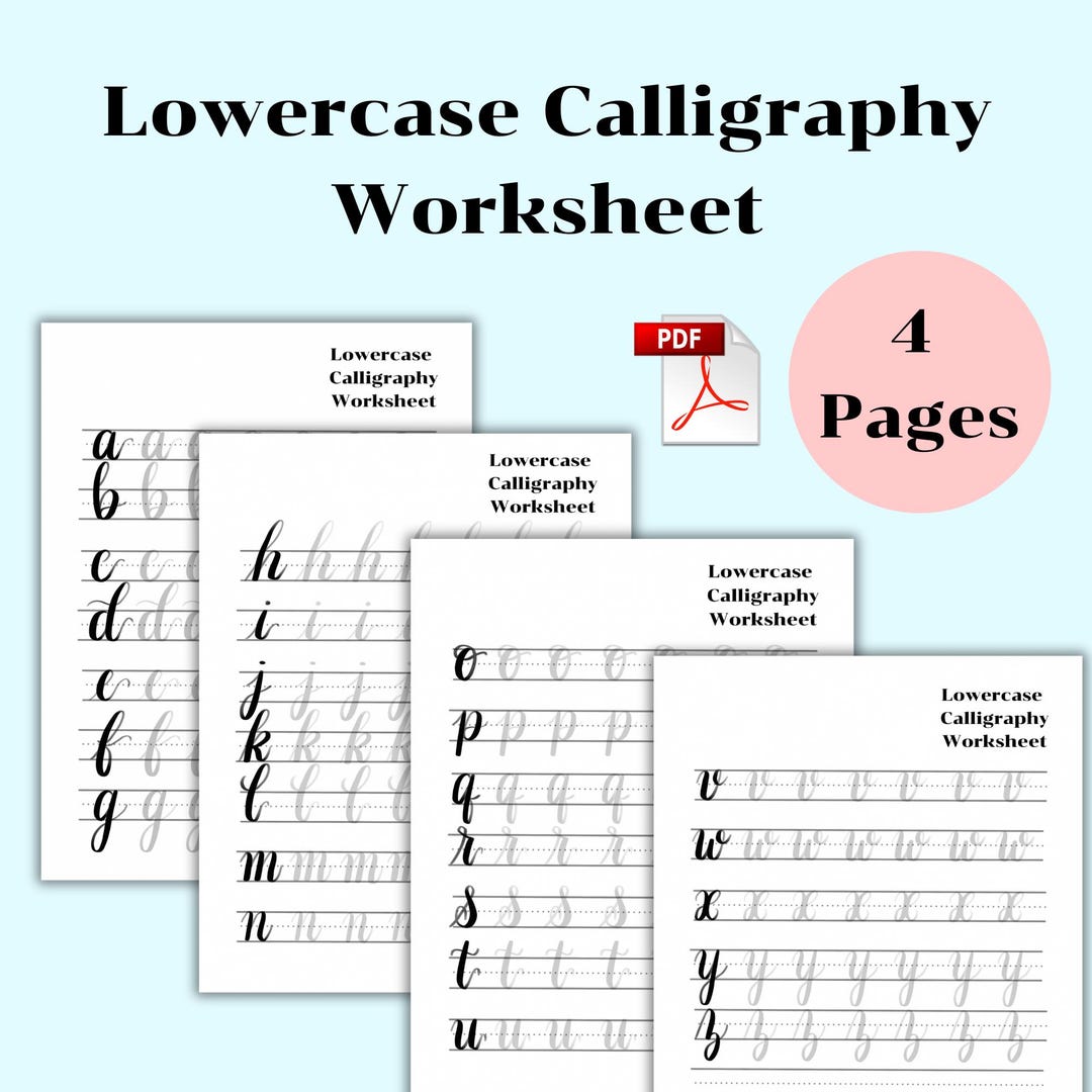 Lowercase Calligraphy Worksheet | Calligraphy Worksheet Adult ...