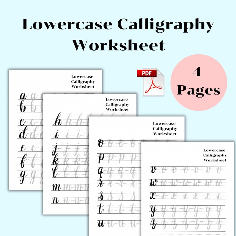 Lowercase Calligraphy Worksheet | Calligraphy Worksheet Adult ...