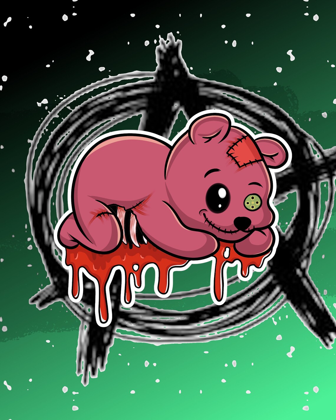 Punk Style Blood Bear Sticker Great Decal for Skateboards, Laptops, and ...