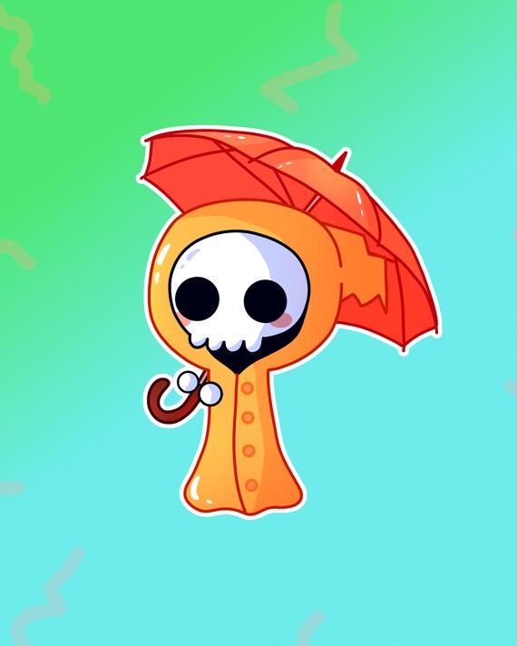 It's Raining Outside Chibi Grim Reaper Sticker by Stitched - Etsy
