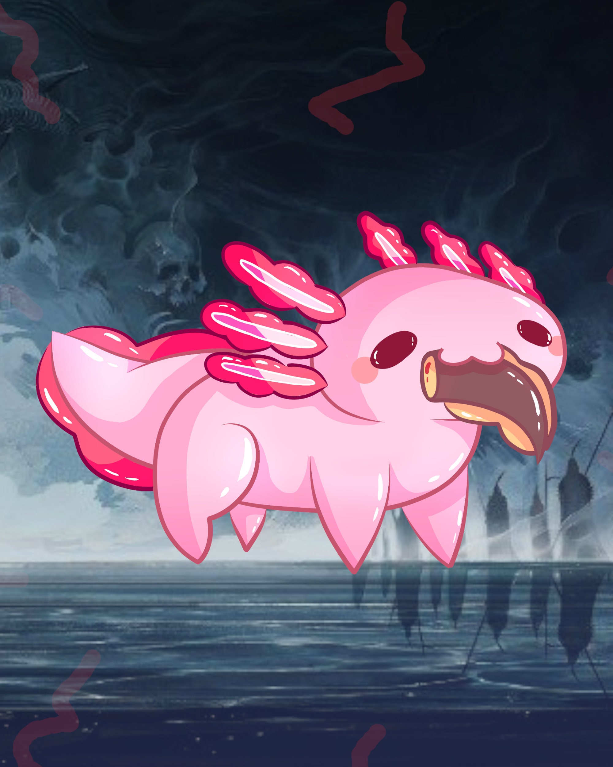 Buff Axolotl Monster Bubble-free Aufkleber gruselig niedlich | Etsy