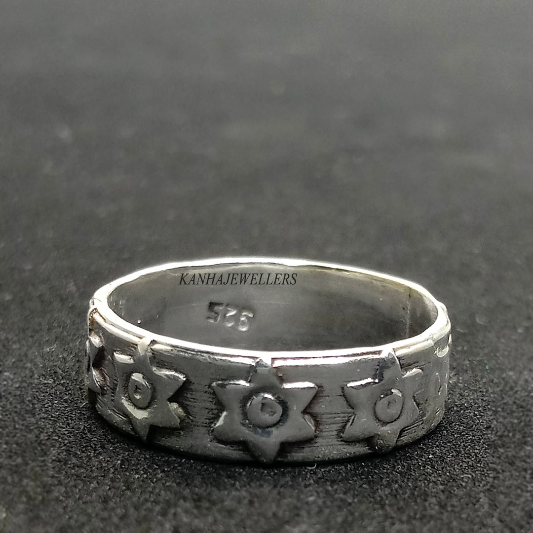 Star Band Ring-silver Star Ring-star Ring-925 Silver Band Ring-wide ...