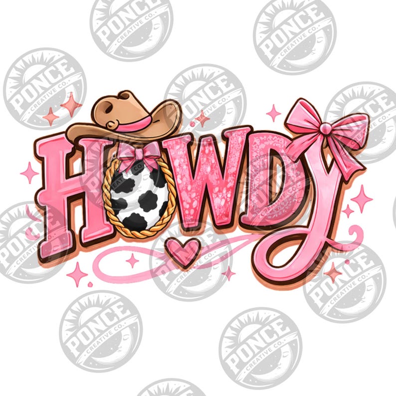 Howdy PNG | Preppy Western Cowgirl Shirt Design | Pink Cow Print ...