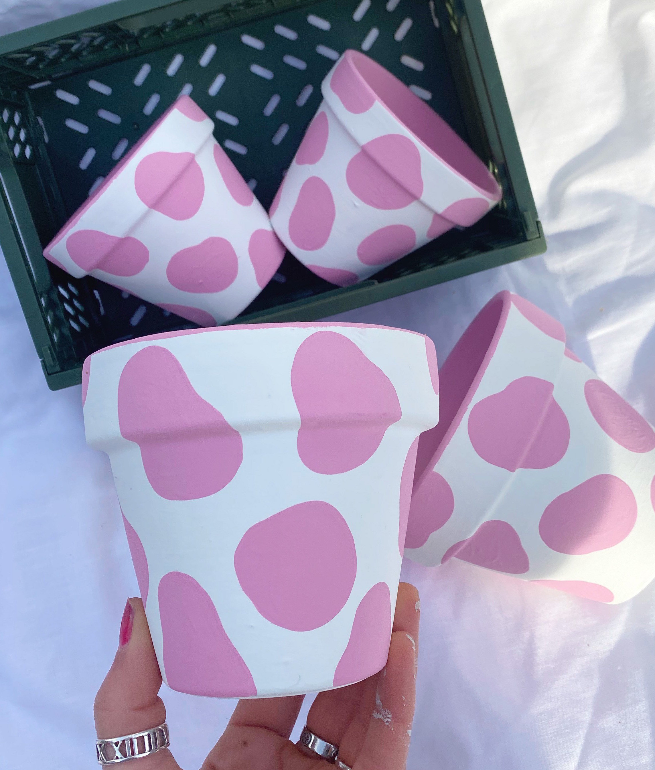 Hand Painted Pink Strawberry Cow Print Indoor Plant Pot - Etsy Canada
