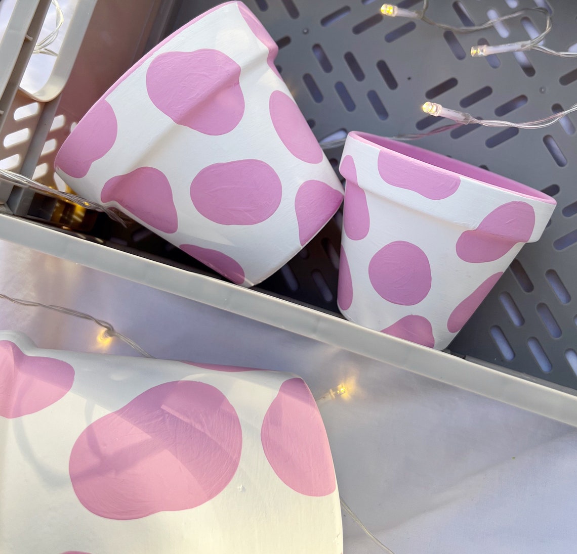 Hand Painted Pink Strawberry Cow Print Indoor Plant Pot - Etsy